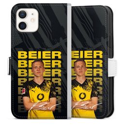 DeinDesign iPhone 12 Handy Klapph&uuml;lle Handyh&uuml;lle aus Kunst Leder wei&szlig; Flip Case Borussia Dortmund Maximilian Beier Bvb Sideflip mit Lasche