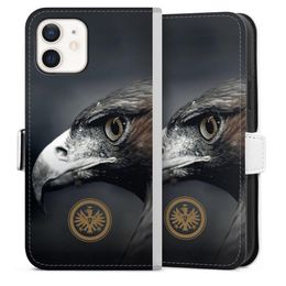 DeinDesign iPhone 12 Handy Klapph&uuml;lle Handyh&uuml;lle aus Kunst Leder wei&szlig; Flip Case Eintracht Frankfurt Eagle Official Licensed Product Sideflip mit Lasche
