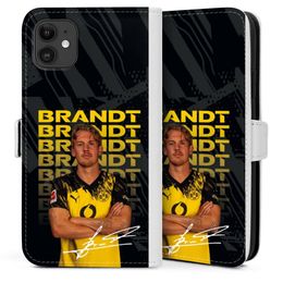 DeinDesign iPhone 11 Handy Klapph&uuml;lle Handyh&uuml;lle aus Kunst Leder wei&szlig; Flip Case Borussia Dortmund Julian Brandt Bvb Sideflip mit Lasche
