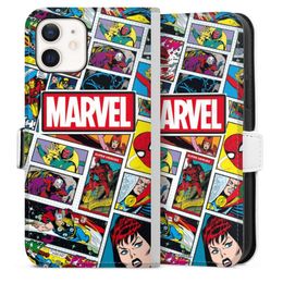 DeinDesign iPhone 12 Handy Klapph&uuml;lle Handyh&uuml;lle aus Kunst Leder wei&szlig; Flip Case Muster Comic Marvel Sideflip mit Lasche