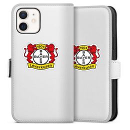 DeinDesign iPhone 12 Handy Klapph&uuml;lle Handyh&uuml;lle aus Kunst Leder wei&szlig; Flip Case Bayer 04 Leverkusen Official Licensed Product Logo Sideflip mit Lasche