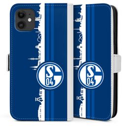 DeinDesign iPhone 11 Handy Klapph&uuml;lle Handyh&uuml;lle aus Kunst Leder wei&szlig; Flip Case Official Licensed Product Skyline Fc Schalke 04 Sideflip mit Lasche