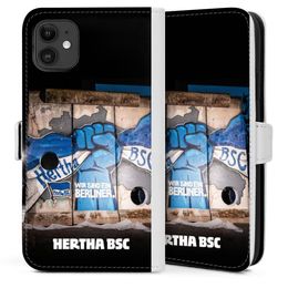 DeinDesign iPhone 11 Handy Klapph&uuml;lle Handyh&uuml;lle aus Kunst Leder wei&szlig; Flip Case Hertha Bsc Wall Official Licensed Product Sideflip mit Lasche