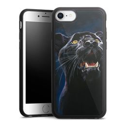 DeinDesign iPhone SE (2020) Handy Gallery Case Handyh&uuml;lle 9H Geh&auml;rtetes Glas R&uuml;ckseite H&uuml;lle Panther Jungle Animals Gallery Case