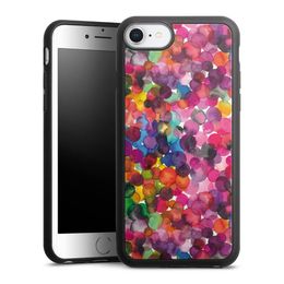 DeinDesign iPhone SE (2020) Handy Gallery Case Handyh&uuml;lle 9H Geh&auml;rtetes Glas R&uuml;ckseite H&uuml;lle Water Colour Colourful Points Gallery Case