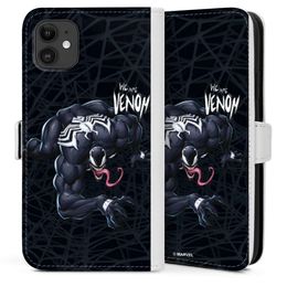 DeinDesign iPhone 11 Handy Klapph&uuml;lle Handyh&uuml;lle aus Kunst Leder wei&szlig; Flip Case Marvel Venom Spiderman Sideflip mit Lasche