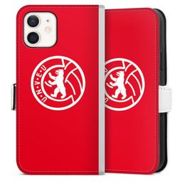 DeinDesign iPhone 12 Handy Klapph&uuml;lle Handyh&uuml;lle aus Kunst Leder wei&szlig; Flip Case Bear 1. Fc Union Berlin Official Licensed Product Sideflip mit Lasche