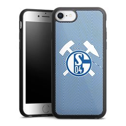 DeinDesign iPhone SE (2020) Handy Gallery Case Handyh&uuml;lle 9H Geh&auml;rtetes Glas R&uuml;ckseite H&uuml;lle Fc Schalke 04 Bundesliga Stripes Gallery Case