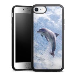 DeinDesign iPhone SE (2020) Handy Gallery Case Handyh&uuml;lle 9H Geh&auml;rtetes Glas R&uuml;ckseite H&uuml;lle Dolphin Wale Ocean Gallery Case