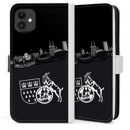DeinDesign iPhone 11 Handy Klapph&uuml;lle Handyh&uuml;lle aus Kunst Leder wei&szlig; Flip Case Skyline Official Licensed Product 1. Fc K&ouml;ln Sideflip mit Lasche