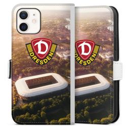 DeinDesign iPhone 12 Handy Klapph&uuml;lle Handyh&uuml;lle aus Kunst Leder wei&szlig; Flip Case Sgd Sg Dynamo Dresden Stadium Sideflip mit Lasche