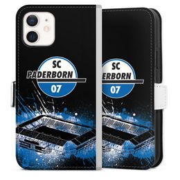 DeinDesign iPhone 12 Handy Klapph&uuml;lle Handyh&uuml;lle aus Kunst Leder wei&szlig; Flip Case Official Licensed Product Stadium Sc Paderborn 07 Sideflip mit Lasche