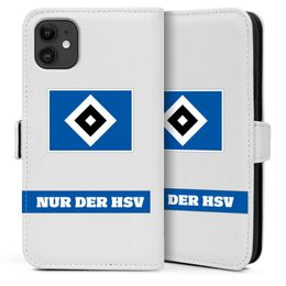 DeinDesign iPhone 11 Handy Klapph&uuml;lle Handyh&uuml;lle aus Kunst Leder wei&szlig; Flip Case Hamburger Sv Statement Hsv Sideflip mit Lasche