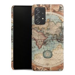 DeinDesign Galaxy A52s 5G Handy Premium Case Smartphone Handyh&uuml;lle Schutzh&uuml;lle gl&auml;nzend Vintage Map World Map Premium Case
