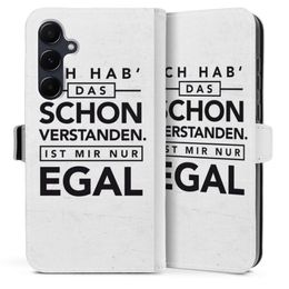 DeinDesign Galaxy A55 5G Handy Klapph&uuml;lle Handyh&uuml;lle aus Kunst Leder wei&szlig; Flip Case Spruch Sayings Statement Sideflip mit Lasche