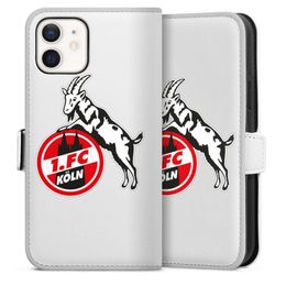 DeinDesign iPhone 12 Handy Klapph&uuml;lle Handyh&uuml;lle aus Kunst Leder wei&szlig; Flip Case Transparent 1. Fc K&ouml;ln Logo Sideflip mit Lasche