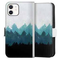 DeinDesign iPhone 12 Handy Klapph&uuml;lle Handyh&uuml;lle aus Kunst Leder wei&szlig; Flip Case Forrest Abstract Tree Sideflip mit Lasche