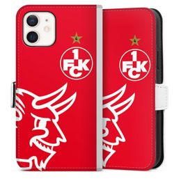 DeinDesign iPhone 12 Handy Klapph&uuml;lle Handyh&uuml;lle aus Kunst Leder wei&szlig; Flip Case Devil Star 1. Fc Kaiserslautern Sideflip mit Lasche