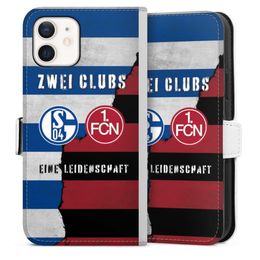 DeinDesign iPhone 12 Handy Klapph&uuml;lle Handyh&uuml;lle aus Kunst Leder wei&szlig; Flip Case Friendship 1. Fc N&uuml;rnberg Fc Schalke 04 Sideflip mit Lasche