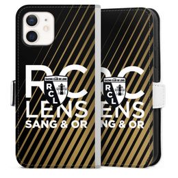 DeinDesign iPhone 12 Handy Klapph&uuml;lle Handyh&uuml;lle aus Kunst Leder wei&szlig; Flip Case Racing Club De Lens Rcl Rc Lens Sideflip mit Lasche