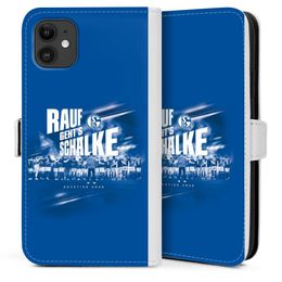 DeinDesign iPhone 11 Handy Klapph&uuml;lle Handyh&uuml;lle aus Kunst Leder wei&szlig; Flip Case Official Licensed Product Ascent Fc Schalke 04 Sideflip mit Lasche