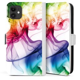 DeinDesign iPhone 11 Handy Klapph&uuml;lle Handyh&uuml;lle aus Kunst Leder wei&szlig; Flip Case Rainbow Colour Water Sideflip mit Lasche