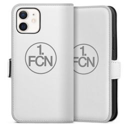 DeinDesign iPhone 12 Handy Klapph&uuml;lle Handyh&uuml;lle aus Kunst Leder wei&szlig; Flip Case 1. Fc N&uuml;rnberg 1. Fcn Transparent Sideflip mit Lasche