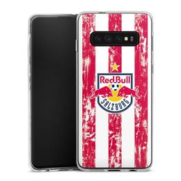 DeinDesign Galaxy S10 Plus Handy Silikon H&uuml;lle Case transparent Handyh&uuml;lle Stripes Fc Red Bull Salzburg Official Licensed Product Silikon Case