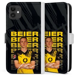 DeinDesign iPhone 11 Handy Klapph&uuml;lle Handyh&uuml;lle aus Kunst Leder wei&szlig; Flip Case Borussia Dortmund Maximilian Beier Bvb Sideflip mit Lasche