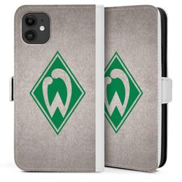 DeinDesign iPhone 11 Handy Klapph&uuml;lle Handyh&uuml;lle aus Kunst Leder wei&szlig; Flip Case Concrete Official Licensed Product Sv Werder Bremen Sideflip mit Lasche