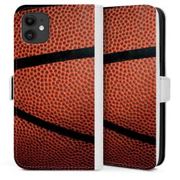 DeinDesign iPhone 11 Handy Klapph&uuml;lle Handyh&uuml;lle aus Kunst Leder wei&szlig; Flip Case Ball Sports Basketball Sideflip mit Lasche