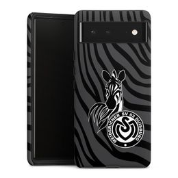 DeinDesign Google Pixel 6 Handy Panzer Handyh&uuml;lle robuste Outdoor H&uuml;lle Schutzh&uuml;lle matt Zebra Msv Duisburg Muster Tough Case