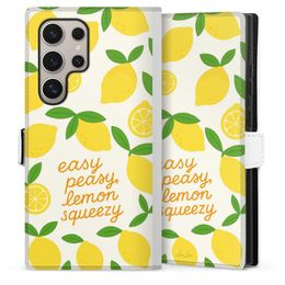 DeinDesign Galaxy S24 Ultra Handy Klapph&uuml;lle Handyh&uuml;lle aus Kunst Leder wei&szlig; Flip Case Spruch Statement Lemon Sideflip mit Lasche