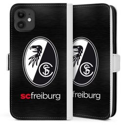 DeinDesign iPhone 11 Handy Klapph&uuml;lle Handyh&uuml;lle aus Kunst Leder wei&szlig; Flip Case Scratch Official Licensed Product Sc Freiburg Sideflip mit Lasche