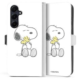 DeinDesign Galaxy A35 5G Handy Klapph&uuml;lle Handyh&uuml;lle aus Kunst Leder wei&szlig; Flip Case Snoopy Love Peanuts Sideflip mit Lasche