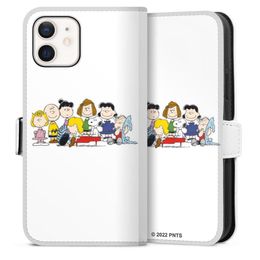 DeinDesign iPhone 12 Handy Klapph&uuml;lle Handyh&uuml;lle aus Kunst Leder wei&szlig; Flip Case Peanuts Kindheit Merchandise Sideflip mit Lasche