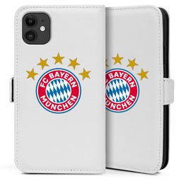 DeinDesign iPhone 11 Handy Klapph&uuml;lle Handyh&uuml;lle aus Kunst Leder wei&szlig; Flip Case Star Fcb Fc Bayern M&uuml;nchen Sideflip mit Lasche