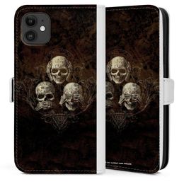DeinDesign iPhone 11 Handy Klapph&uuml;lle Handyh&uuml;lle aus Kunst Leder wei&szlig; Flip Case Gothic Art Skulls Sideflip mit Lasche