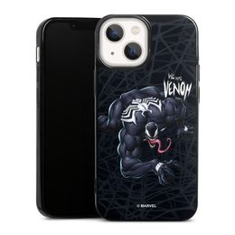 DeinDesign iPhone 13 Mini Handy Slim Case extra d&uuml;nn Silikon Handyh&uuml;lle schwarz H&uuml;lle Marvel Venom Spiderman Silikon Slim Case