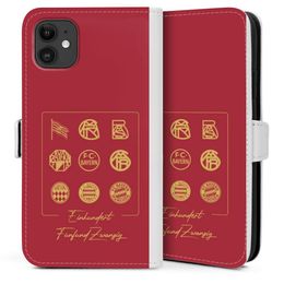 DeinDesign iPhone 11 Handy Klapph&uuml;lle Handyh&uuml;lle aus Kunst Leder wei&szlig; Flip Case Merchandise Fc Bayern M&uuml;nchen Fcb 125 Jahre Sideflip mit Lasche