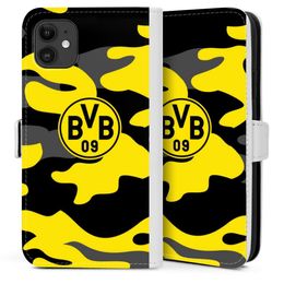 DeinDesign iPhone 11 Handy Klapph&uuml;lle Handyh&uuml;lle aus Kunst Leder wei&szlig; Flip Case Borussia Dortmund Merchandise Bvb Sideflip mit Lasche
