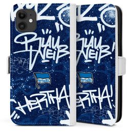 DeinDesign iPhone 11 Handy Klapph&uuml;lle Handyh&uuml;lle aus Kunst Leder wei&szlig; Flip Case Official Licensed Product Hertha Bsc Graffiti Sideflip mit Lasche
