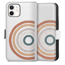 DeinDesign iPhone 12 Handy Klapph&uuml;lle Handyh&uuml;lle aus Kunst Leder wei&szlig; Flip Case Circle Rainbow Water Colour Sideflip mit Lasche