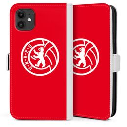 DeinDesign iPhone 11 Handy Klapph&uuml;lle Handyh&uuml;lle aus Kunst Leder wei&szlig; Flip Case Bear 1. Fc Union Berlin Official Licensed Product Sideflip mit Lasche