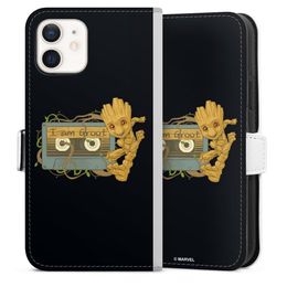 DeinDesign iPhone 12 Handy Klapph&uuml;lle Handyh&uuml;lle aus Kunst Leder wei&szlig; Flip Case Guardians Of The Galaxy Groot Marvel Sideflip mit Lasche