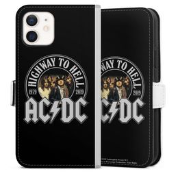 DeinDesign iPhone 12 Handy Klapph&uuml;lle Handyh&uuml;lle aus Kunst Leder wei&szlig; Flip Case Acdc Official Licensed Product Rock Sideflip mit Lasche