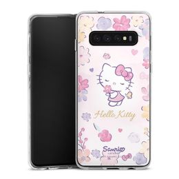 DeinDesign Galaxy S10 Plus Handy Silikon H&uuml;lle Case transparent Handyh&uuml;lle Water Colour Hello Kitty Merchandise Silikon Case
