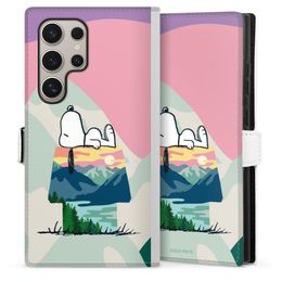 DeinDesign Galaxy S24 Ultra Handy Klapph&uuml;lle Handyh&uuml;lle aus Kunst Leder wei&szlig; Flip Case Official Licensed Product Peanuts Snoopy Sideflip mit Lasche