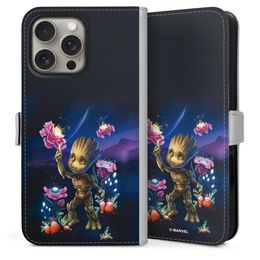 DeinDesign iPhone 16 Pro Handy Klapph&uuml;lle Handyh&uuml;lle aus Kunst Leder wei&szlig; Flip Case Baby Groot Marvel Guardians Of The Galaxy Sideflip mit Lasche