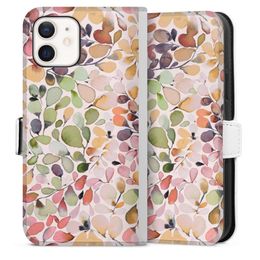 DeinDesign iPhone 12 Handy Klapph&uuml;lle Handyh&uuml;lle aus Kunst Leder wei&szlig; Flip Case Eukalyptus Muster Pattern Sideflip mit Lasche